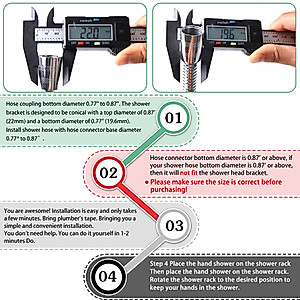 All Metal Handheld Shower Head Holder, Adjustable Shower Wand Holder with Universal Shower Arm Mount and Brass Pivot Ball, for Connecting Shower Arm and Shower Hose