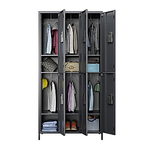 SUPEER Metal Lockers for Employees with Lock,Locker Storage Cabinet with 12 Hooks&6 Doors,Steel Locker Cabinet for Employees Dormitory School Office Gym Home,Assembly Required(Dark Grey)