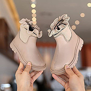 Girls Shoes Solid Color Short Boots Shoes Fashion Non Slip Breathable Nude Women Boots Toddler on Boots (Pink, 9-9.5 Years Big Kids)