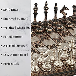 Luxury & Decorative Premium Chess Board Game Set | 14 x 14 Inches | Multicolor | Collectible & Handmade Chess Set for Professionals & Adult for Tournament/for Gifting by INDUS LIVING