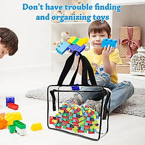 Acrebow 6 Packs Large Toy Storage Bags Clear PVC Organizing Bags With Zipper Travel Waterproof Organizer Bags For Board Games, Building Blocks, Puzzles, Toys, Kids Books