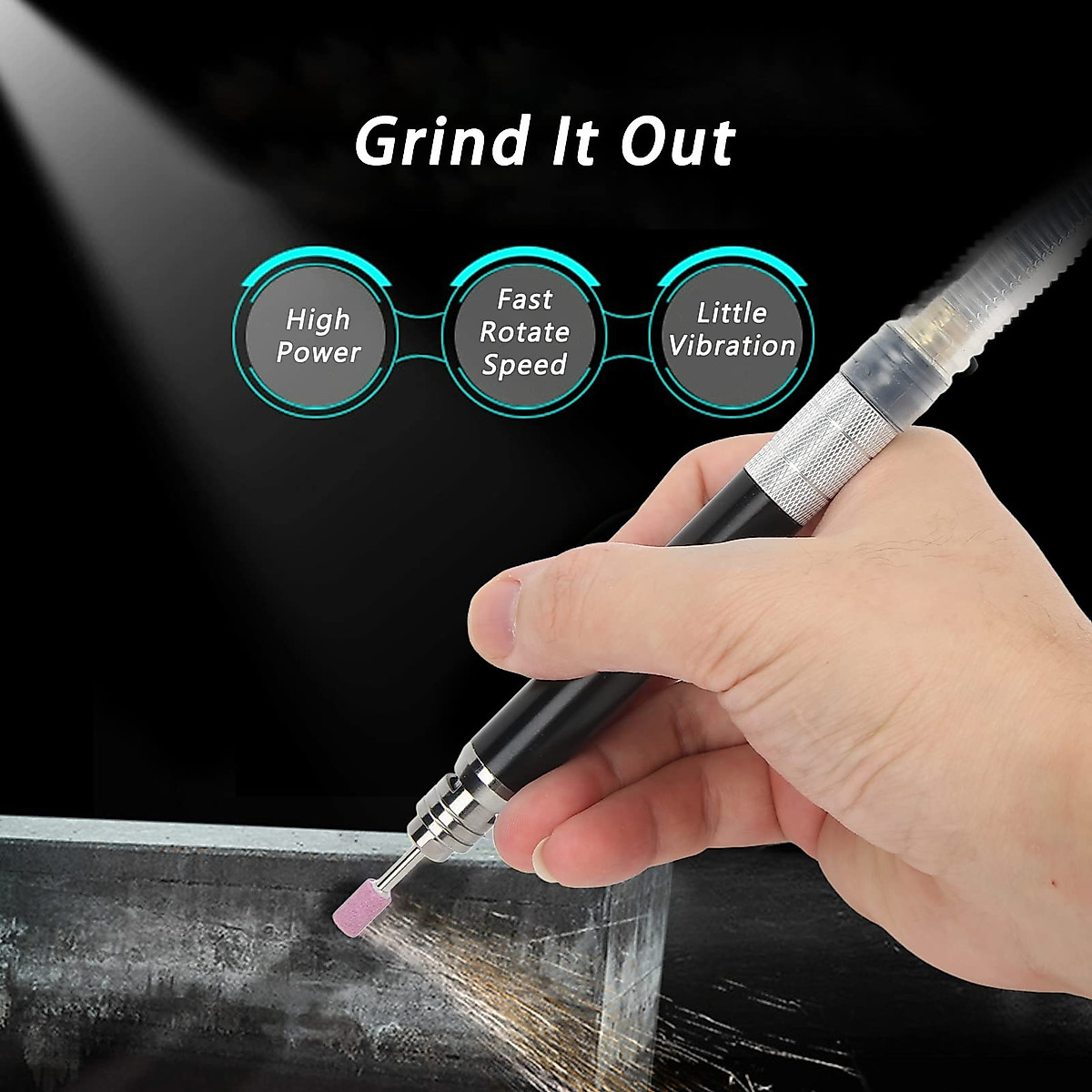 Air Powered Micro Die Grinder Set, Micro Pneumatic Pencil Die Grinder Set Portable Polishing Engraving Tool Nylon Power Die Grinders