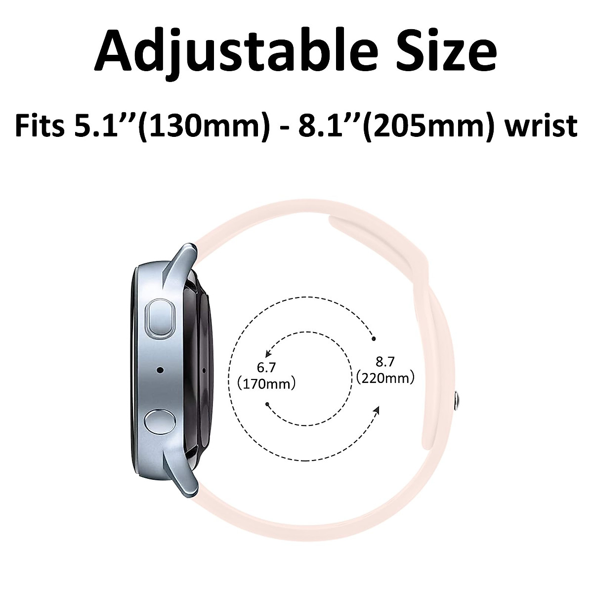 Meliya Bands Compatible with Samsung Galaxy Watch 4 - 40mm, 44mm, 42mm, 46mm Silicone Sport Replacement Straps for Women & Men (Pink Sand)