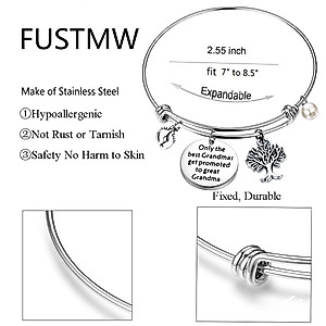 FUSTMW Baby Reveal Gift For Grandma New Grandma Bracelet Only The Best Grandmas Get Promoted To Great Grandma Baby Announcement Gift (silver)