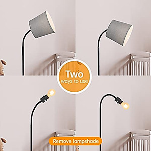 AUQUEE LED Floor Lamp, Standing Lamp for Living Room with Linen Lamp Shade,Adjustable Gooseneck Modern Reading Light,Floor Lamps for Bedroom,Office,Farmhouse,12W LED Bulb Included