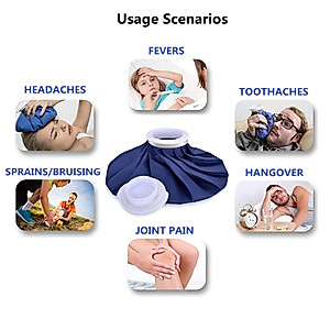 elitehood Ice Cold Pack Reusable Ice Bags Hot Water Bag for Injuries, Hot & Cold Therapy and Pain Relief with Elastic Breathable Support Wrap, 4-Pack, 3 Sizes (6"/9"/11"), (for Hot Therapy is 50-60℃)