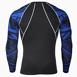 Lilychan Men's Rash Guard Swim Shirt Long Sleeve Sun Protection Compression Tops,Black,4XL