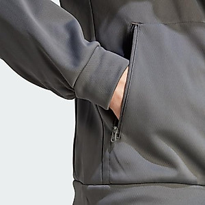 adidas Men's Training Essentials Seasonal Woven Full-Zip Jacket, Grey/Better Scarlet, Large