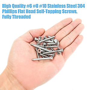 DYWISHKEY 320 Pieces #6#8#10 Stainless Steel 304 Phillips Flat Head Self-Tapping Screws, Wood Screws Assortment Kit