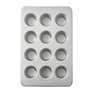 KitchenAid Nonstick Aluminized Steel Muffin Pan, 12-Cup, Silver