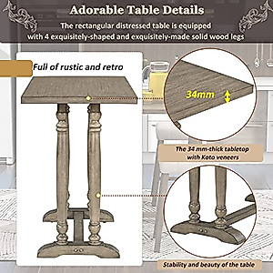 LUMISOL 3-Piece Counter Height Pub Set Wood Dining Table Set for Small Space,Rectangular Table and 4 Upholstered Stools for Kitchen Breakfast Nook (Light Brown)