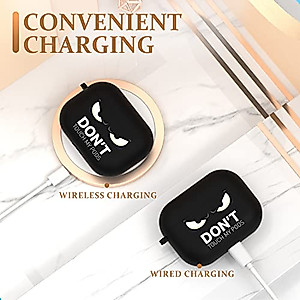 Maxjoy for AirPods Pro Case Cover, Cool Air Pod Pro Case Don't Touch Me for Women Men Cute Protective Soft Silicone iPods Pro Cover with Keychain for Airpods Pro Charging Case, Black