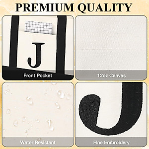BALEINE Personalized Initial Canvas Tote Bag, ECO Friendly Multipurpose Bags for Women, Gift Bag, Beach Bag (Em)