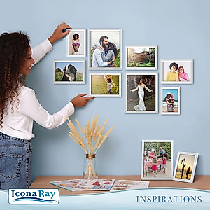 Icona Bay 8x10 Picture Frames (White, 2 Pack), Beautifully Detailed Molding, Contemporary Picture Frame Set, Wall Mount or Table Top, Inspirations Collection