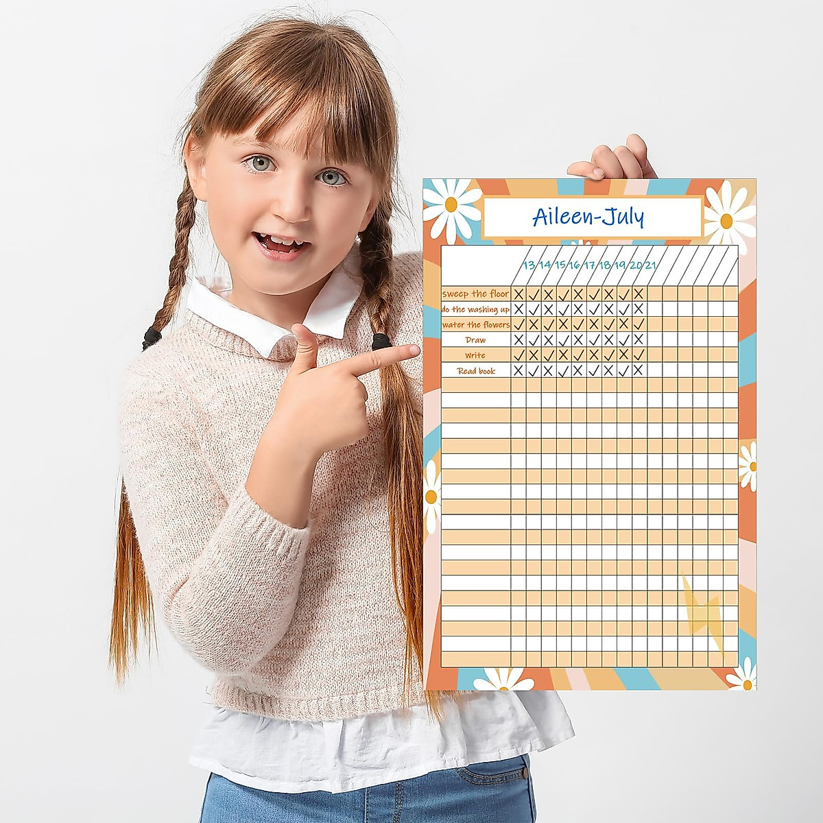 9 PCS Retro Groovy Classroom Charts Boho Classroom Incentive Chart Homework Data Charts Reward Chores Chart for Kids Behavior Learning Classroom School Attendance Homework Progress Tracking Pads