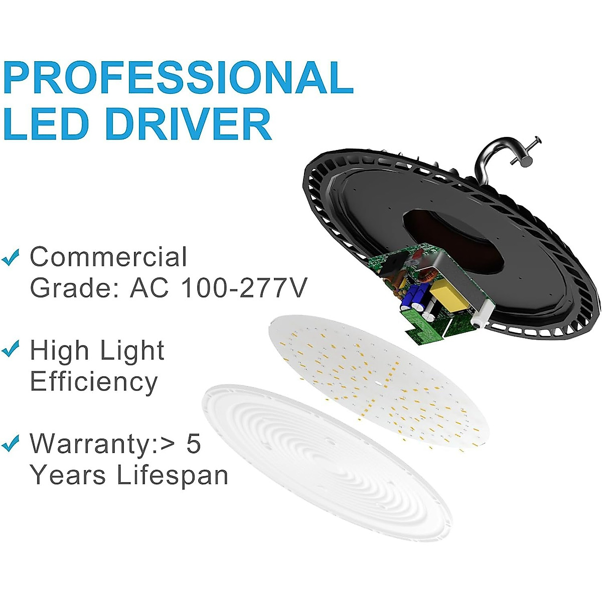 Lightdot 250W LED High Bay Light 37500lm Commercial Bay Lighting, AC100-277V UFO LED High Bay Shop Light, High Bay LED Light Suit for 30~40Ft Height -8Pack