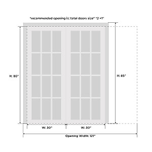 SARTODOORS Sliding French Double Pocket Doors 60 x 80 inches Frosted Glass 12 Lites | Felicia 3312 Matte White | Kit Trims Rail Hardware | Solid Wood Interior Bedroom Sturdy Doors