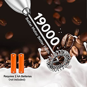 Hand Mixer Milk Frother for Coffee - Coffee Bar Accessories, Dutewo Frother Handheld Foam Maker for Lattes, Electric whisk Drink Mixer for Coffee, Mini coffee stirrer for Frappe Hot Chocolate (Silver)