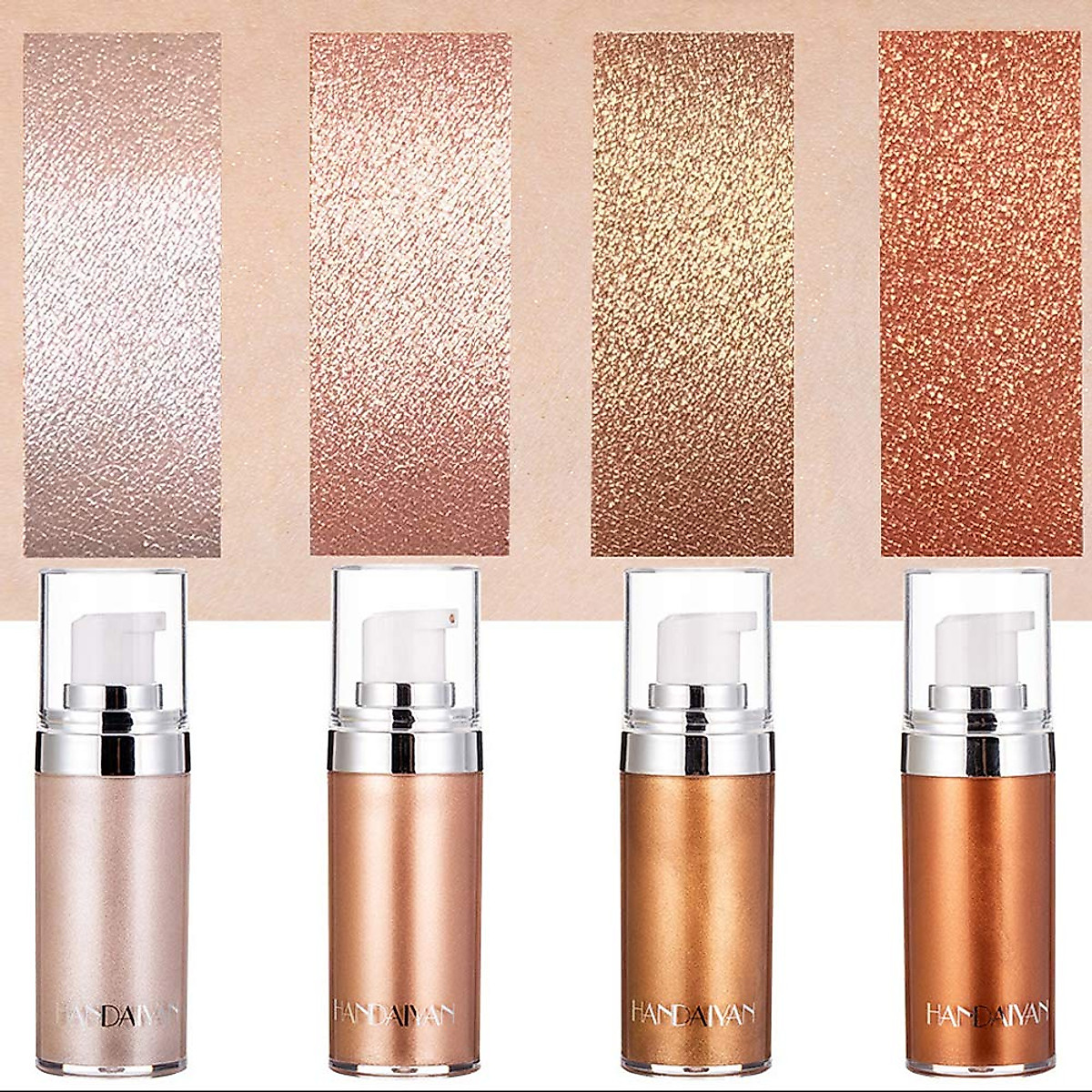 MEICOLY Face Body Luminizer,Liquid Illuminator Body Shimmer Oil,Moisturizing Bronzer Highlighter Smooth Shine Highlight Glow Makeup,Waterproof Body Shimmering Glitter,03 Bronze Gold