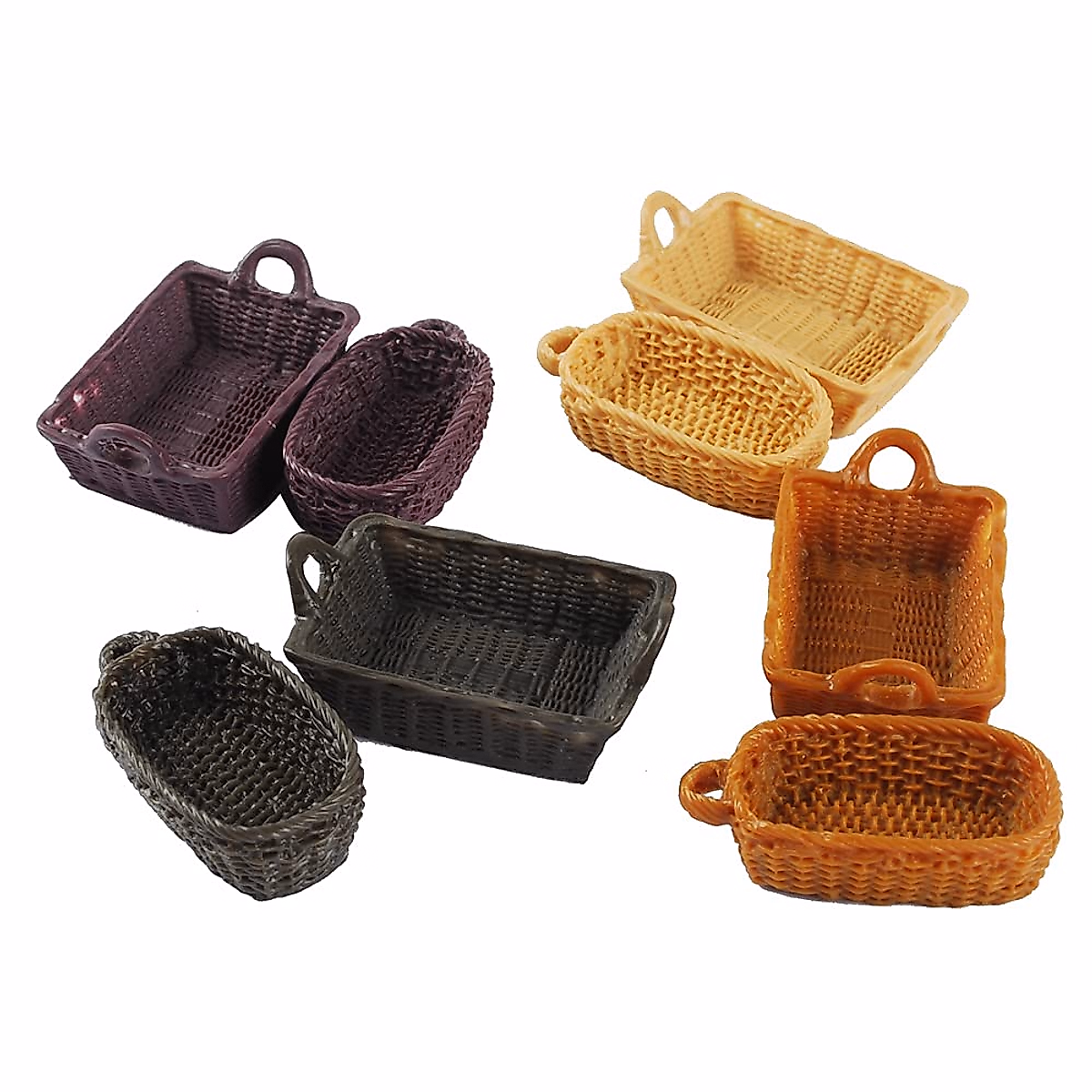 WFashion 8PCS 1/12 Mini Dollhouse Miniature Food Bread Basket Dollhouse Decoration Accessories…