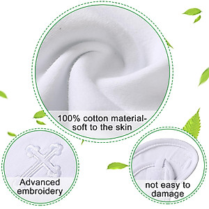 Jiuguva 4 Pcs Baptism Bibs and Socks Set Christening Bib for Baby White Embroidered Cross Baptism Outfit for Boy Girl(7.9 x 11 Inch)