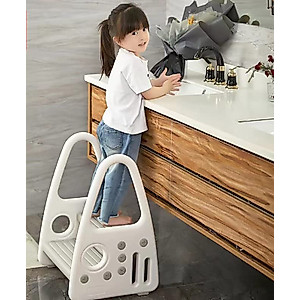 PandaEar Kids Adjustable Step Stool with Handles and Non-Slip Steps for Toddler Toilet, Foot Stool for Children Potty Training Bathroom