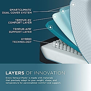 Tempur-Pedic ProAdapt 12" Spring and Memory Foam Supportive Mattress with Cooling Cover, Hybrid Memory Foam Mattress with Spring Coils, Queen