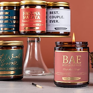 BAE Best Aunt Ever - 9oz Soy Candle Gift ; The Cool Aunt Candle Thank You Present for Aunt, Best Aunt Mothers Day Gifts for Aunt from Nephew, Best Auntie Gifts from Niece for Birthday, Christmas