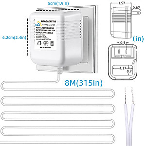 24V Doorbell Transformer Adapter Compatible with Nest Honeywell Ecobee Sensis All Versions of Ring Video Doorbells Thermostats Power Supply Adapter (26FT White, 12.0, Watts)