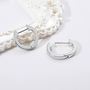 Gacimy Silver Huggie Earrings for Women 14K White Gold Plated, Small Silver Hoop Earrings Cartilage Ear Cuff for Women, White Gold 15MM