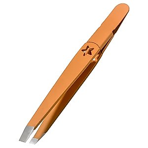 Slant Tip Eyebrow Tweezers, Houdian 1 Pack Stainless Steel Hair Removal Makeup Tool for Women & Men (Orange)