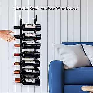 GODGOQGOP Wine Rack Wall Mounted, Wine Bottle Holder for 16 Bottles, Metal Hanging Wine Bottle Holder,Freely Spliceable Wall Wine Rack for Kitchen Pantry Bar Wine Cellar