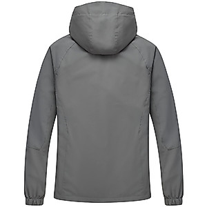Diamond Candy Women's Waterproof Rain Jacket with Hood Lightweight Outdoors Raincoat Grey