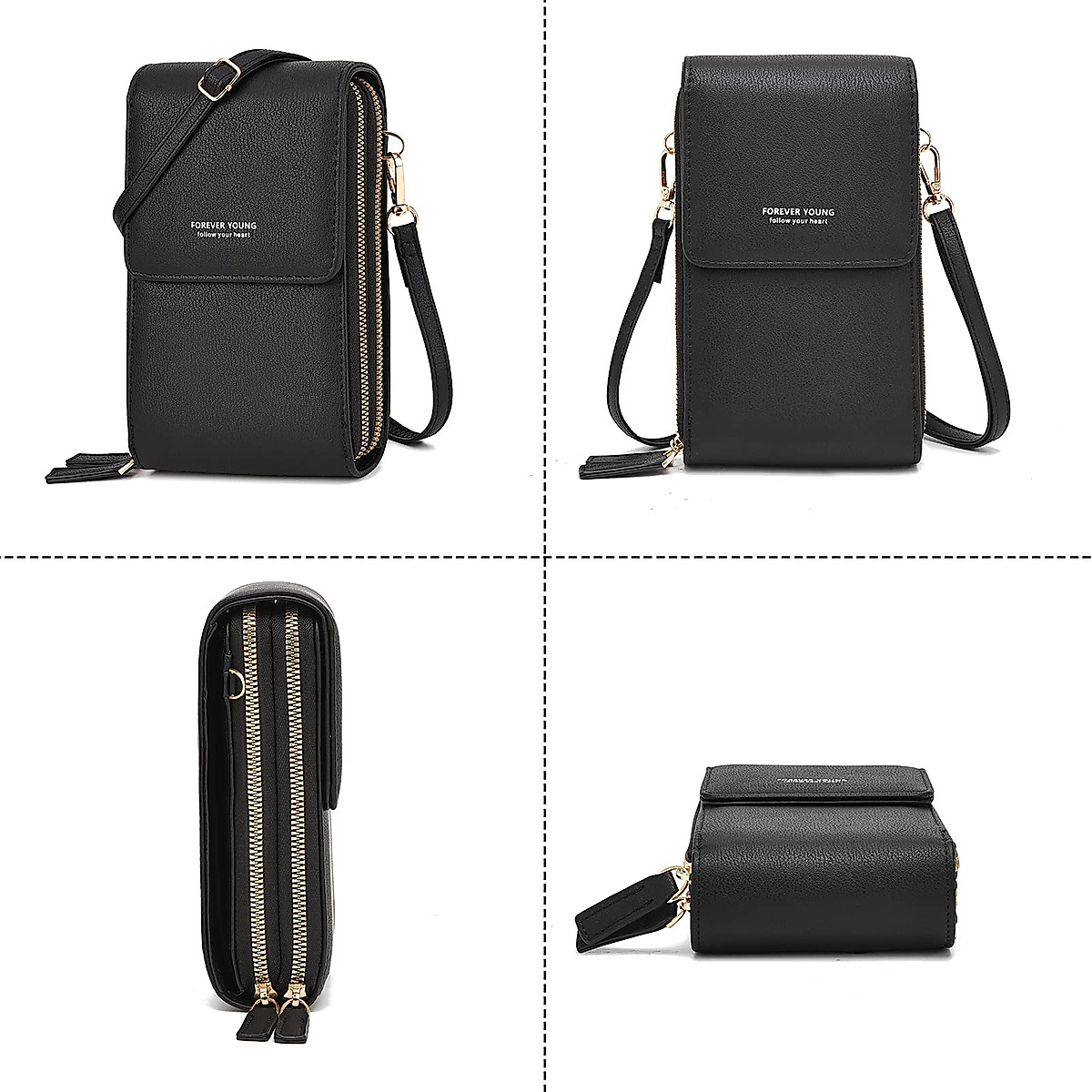 Women Crossbody Wallet Purse with Phone Holder Lightweight Touch Screen Bag Purse PU Leather RFID Blocking Purse