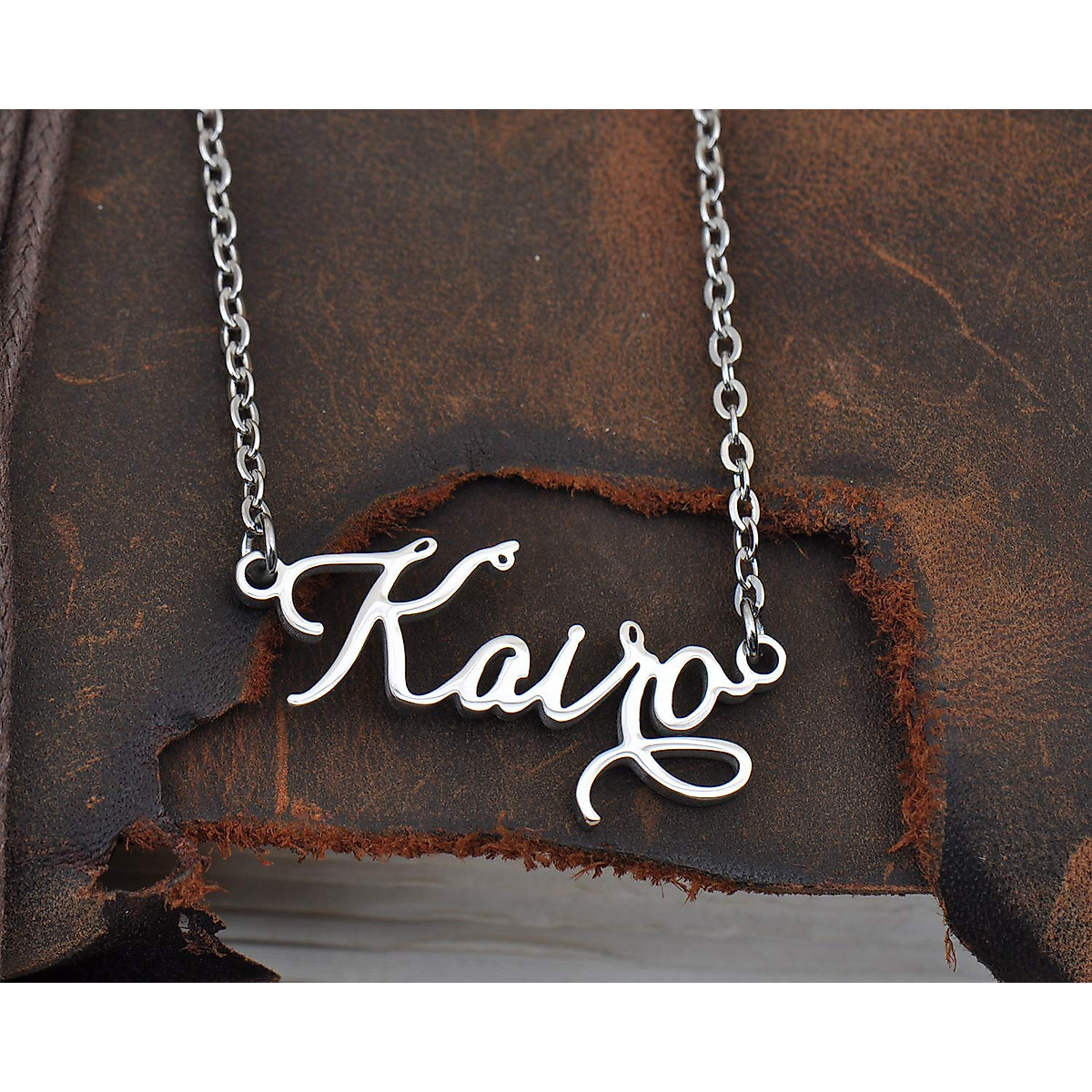 A Missing Dog Cobi Name Necklace Custom Personalized Name Plate Jewelry for Birthday