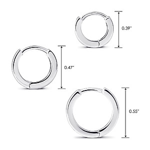 Gold Hoop Earrings Sets Women - 3 Pairs Sterling Silver Small Huggie Cartilage Hoops Hypoallergenic Jewelry for Woman, Mini Thin Surgical Fashion Set for Sensitive Ear (Silver)
