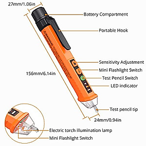Neoteck Electrical Socket Voltage Tester Pen Kit Included Non-Contact 12-1000V AC Voltage Detector Pen and Receptacle Tester with AC Voltage Detector LED and Sound Alarm