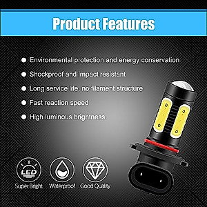 Jawmoy 2 PCS Car LED Front Fog Lights, 9005 Ultra-Clear High-light Light Replace Bulbs, 7.5W COB 6000K Headlights, Universal for Most Cars (Blue)