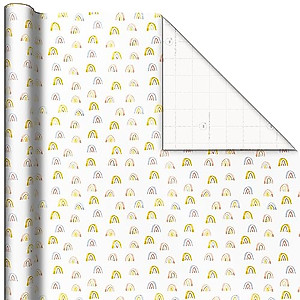 Hallmark Recycled Baby Wrapping Paper with Cutlines on Reverse (3 Rolls: 60 Sq. Ft. Total) Animals, Plants, Rainbows for Baby Showers, Gender Reveal Parties, First Birthdays