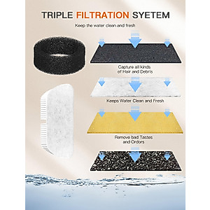 Cat Water Fountain, 84OZ/2.5L Cat Fountain, Super Silent Pet Water Fountain, Activated Carbon Filter, Translucent Pet Water Dispenser Suitable for Multiple Pets Family (Black)