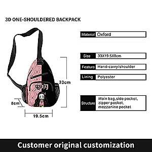 HANDAFA Unisex Single Shoulder Bag Anime Cosplay Sling Backpack Nezuko Print Daypack(Nezuko) One Size