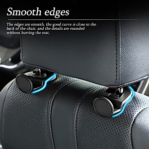 AUCELI Car Seat Back Hook, 4 Pack Hidden Hooks for Auto Headrest, Multi-Functional Backseat Storage Organizer, Strong Front and Rear Seat Hanger, Universal Vehicle Accessories for Purse Coat