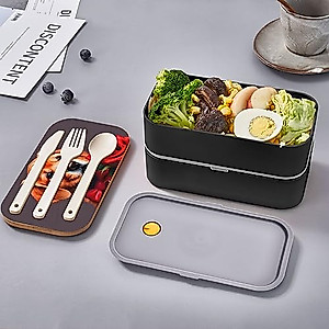 Gentleman-Like Dog Adult Lunch Box, Bento Box, With Cutlery Set Of 3, 2 Compartments, Rectangular, Lunch Box For Adults