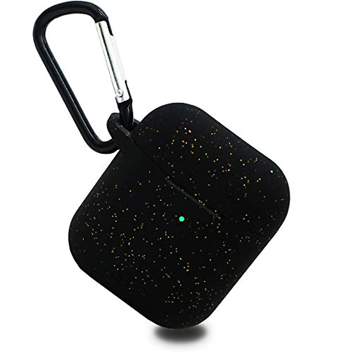 AirPods Case,with Keychain [Front LED Visible], HappyCover Thicken Shockproof 360° Super Cute Glittery Protective Silicone Skin Cover Compatible for Airpods Charging Case 2 & 1 (Black - Fashion)