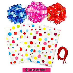 Shineloha 3 Pack Large Gift Bags (XL) 44"x 36" | Oversized Plastic Gift Bags with Pull Flowers | Party Favor Bags, Large Gift Bags for Presents |Birthday Gift Gag, New Parents