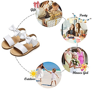 Felix & Flora Toddler Girl White Sandals Size 10 - Easter Flower Girl Dress Shoes Open Toe Little Kid Summer Flats