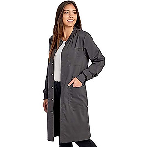 Cherokee Professional Lab Coat for Men and Women with Snap Front Closure WW350AB, XL, Pewter