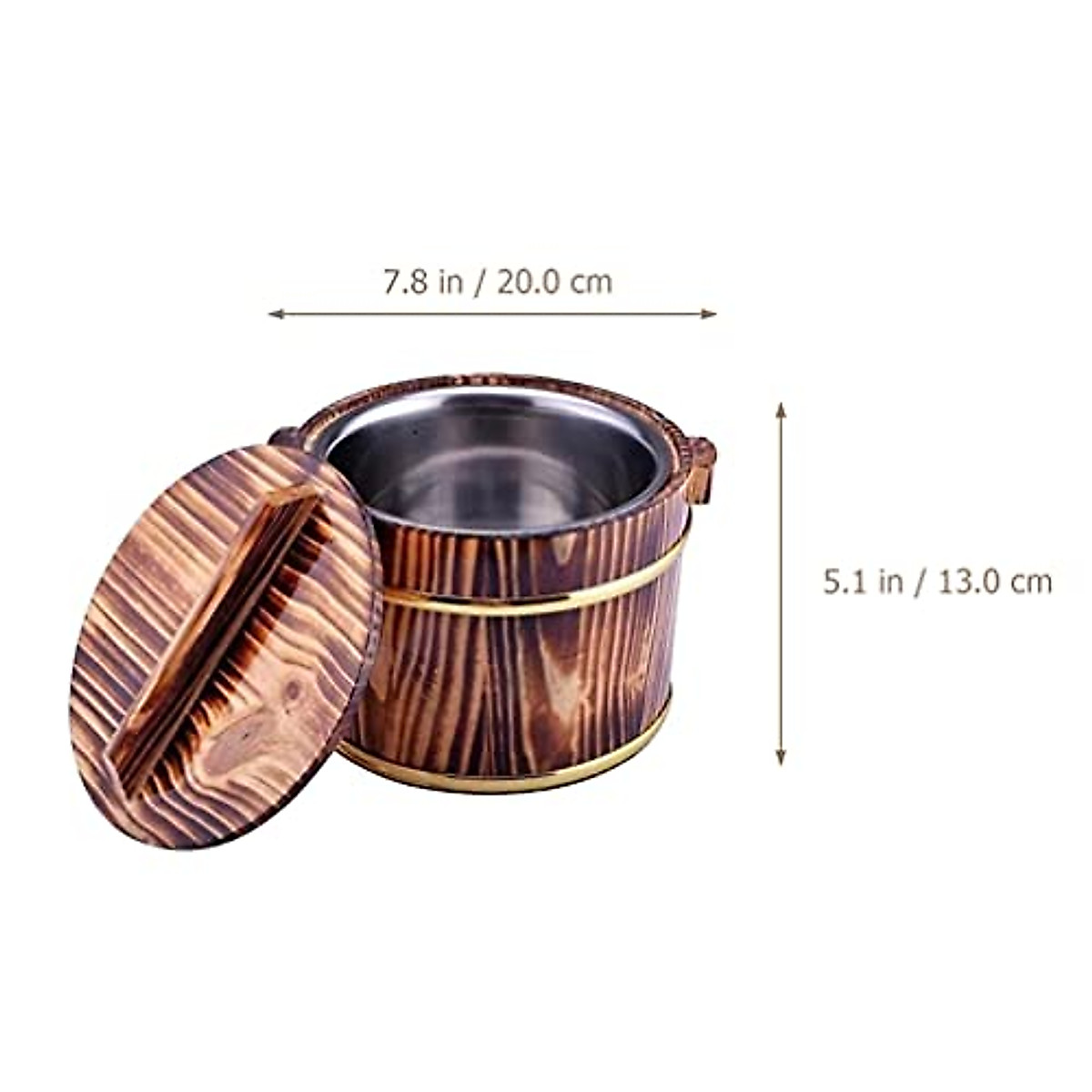DOITOOL Wooden Rice Bucket Rice Cooking Steamer Bucket Sushi Rice Bowl Japanese Hangiri Sushi Oke Rice Mixing Tub with Liner Lid for Home Restaurant 20cm
