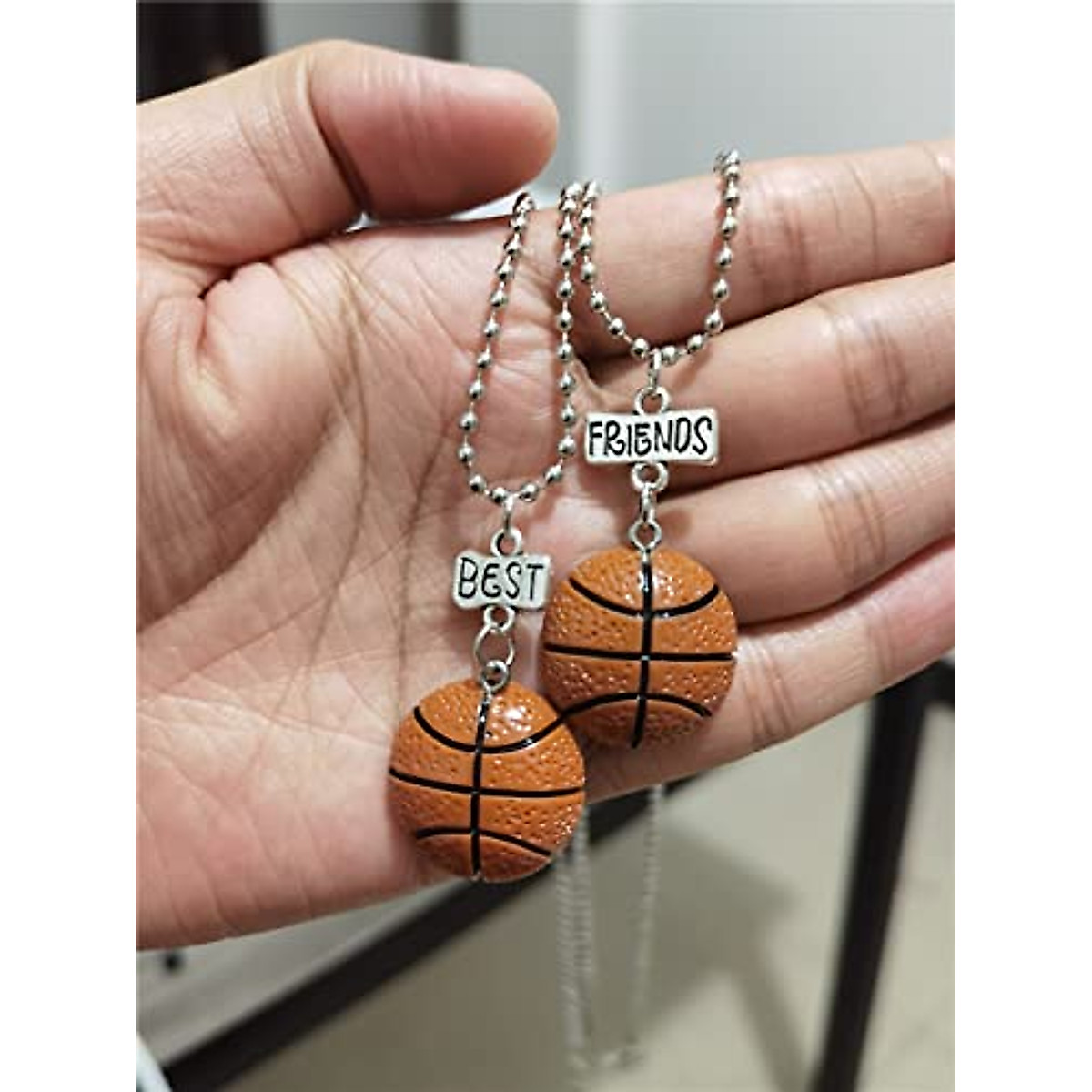 BFF Best Friends Necklace for Women Men Sport Ball Basketball Friendship Necklace Pendant 2 Girls Graduation Gift Jewelry