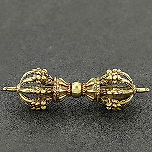 ARTIBETTER Five Cobalt Dorje Vajra Dharma Tibetan Buddhist Meditation Dorje Fair Trade Buddhist Tibetan Vajra Religious Necklace Pendant for Home Family Friends Copper Crafts